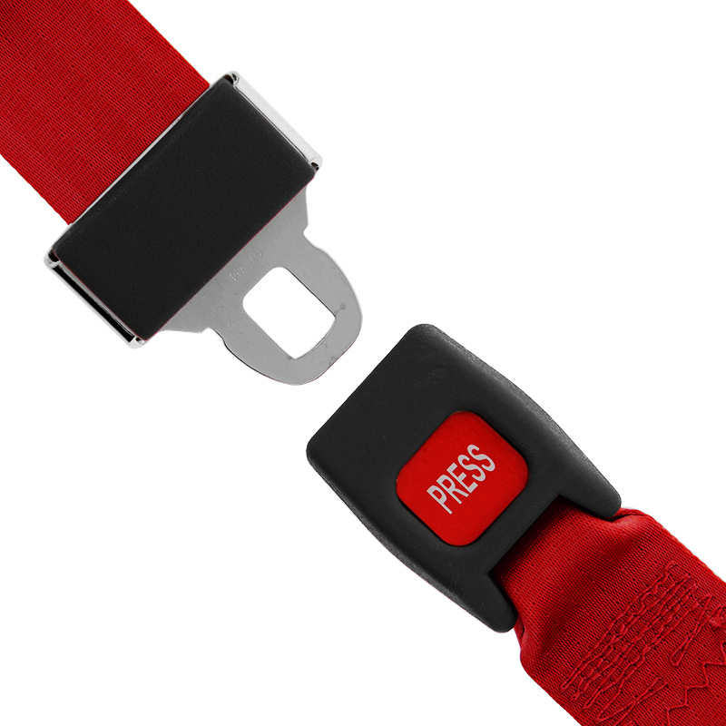 Soft Sash 3-Point Seat Belt | Push Button Buckle | Flame Red