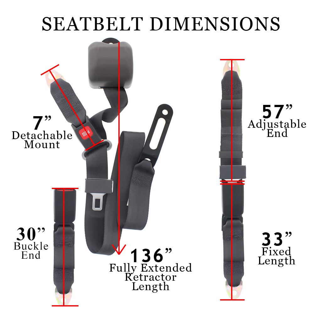 Conversion Van Sofa 2 Seat Belts, Set of 3 Belts, Detachable