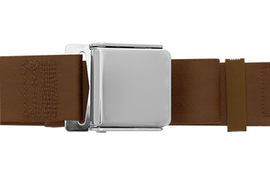 2 Point Lap Belt, Chrome Lift Latch, Brown