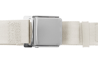 2 Point Lap Belt, Chrome Lift Latch, White