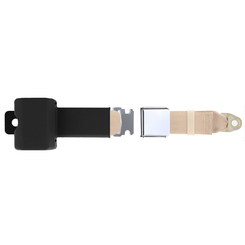 Ivory Retractable Lap Belt With Chrome Lift Latch