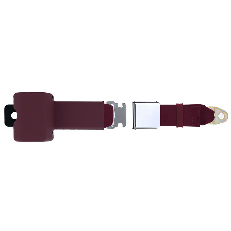 Maroon Retractable Lap Belt With Chrome Lift Latch