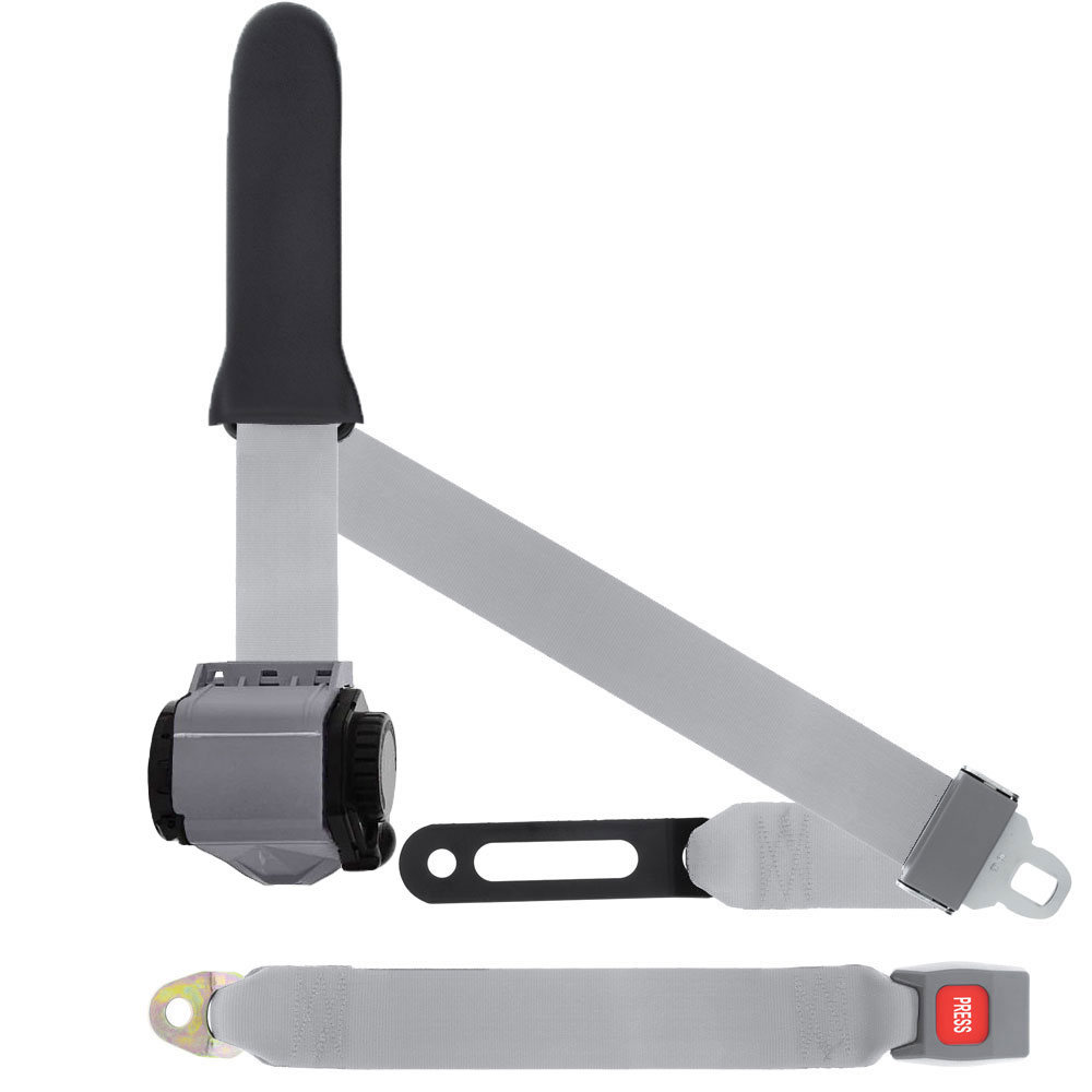Soft Sash 3-Point Seat Belt | Push Button Buckle | Silver