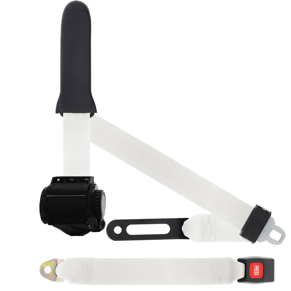 Soft Sash 3-Point Seat Belt | Push Button Buckle | White
