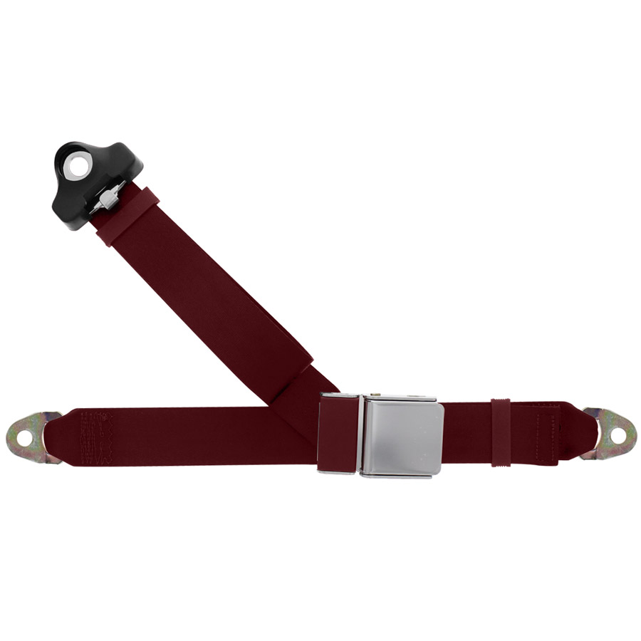3 Point Seat Belt With Chrome Lift Latch, Maroon