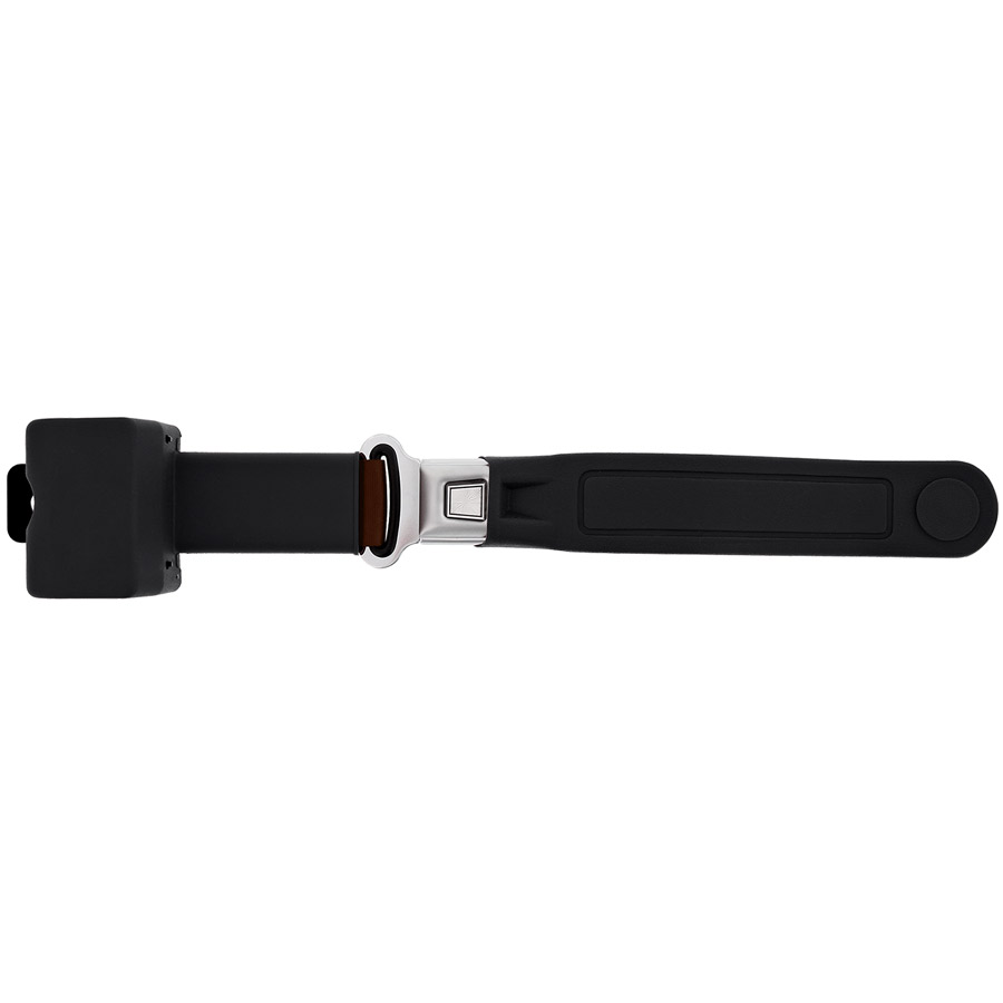 Point Retractable Lap Belt With Chrome Push Button, Dark Brown