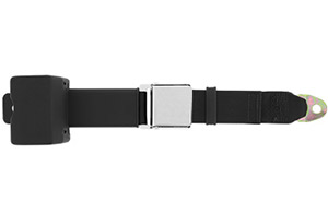 Black Retractable Lap Belt With Chrome Lift Latch