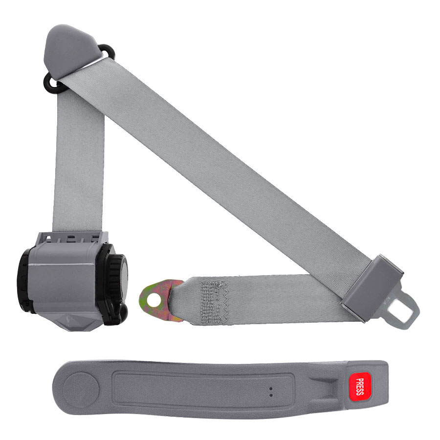 3-Point Retractable Seat Belt | Push Button Buckle | Silver