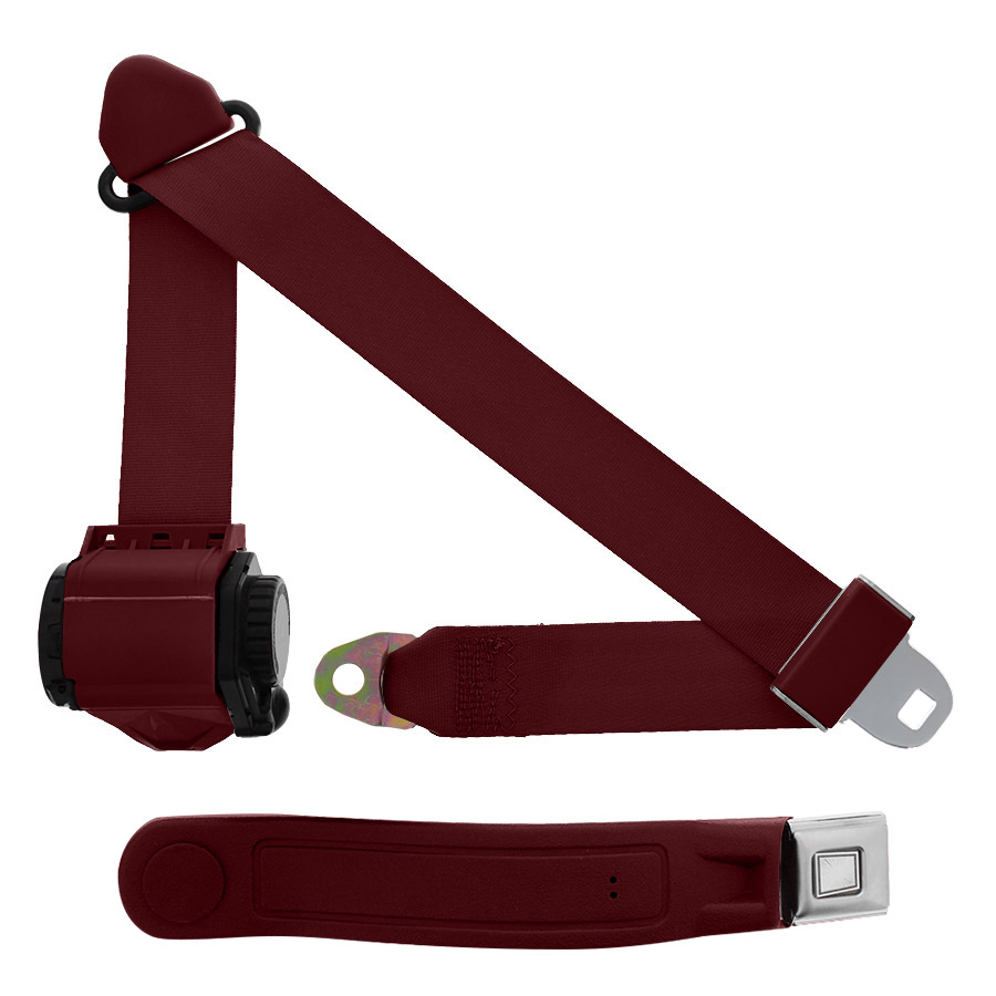 3 Point Retractable Seat Belt, Starburst Latch, Maroon